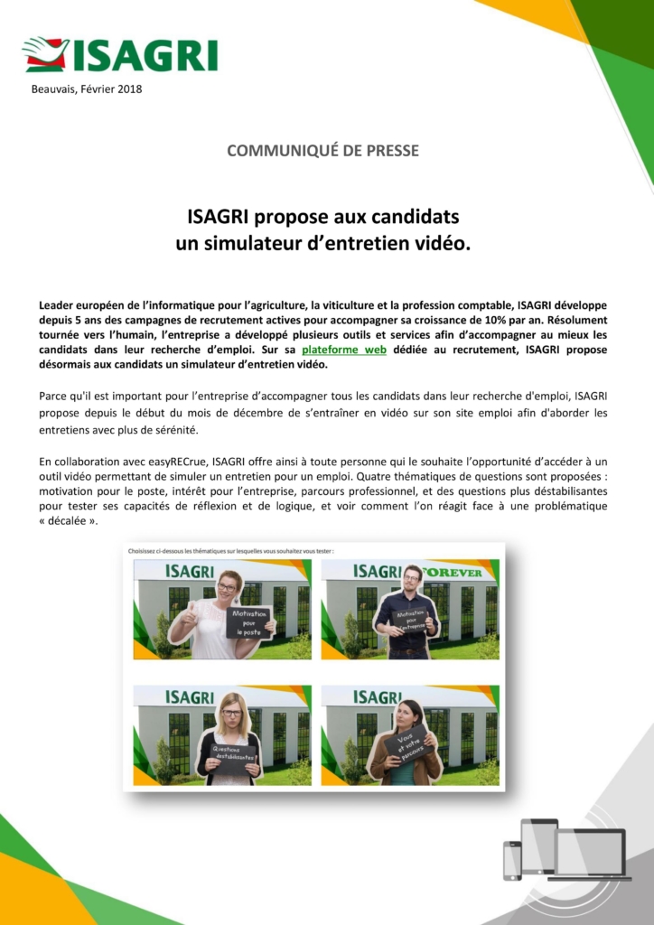 ISAGRI propose aux candidats un simulateur d’entretien vidéo | Kalaapa