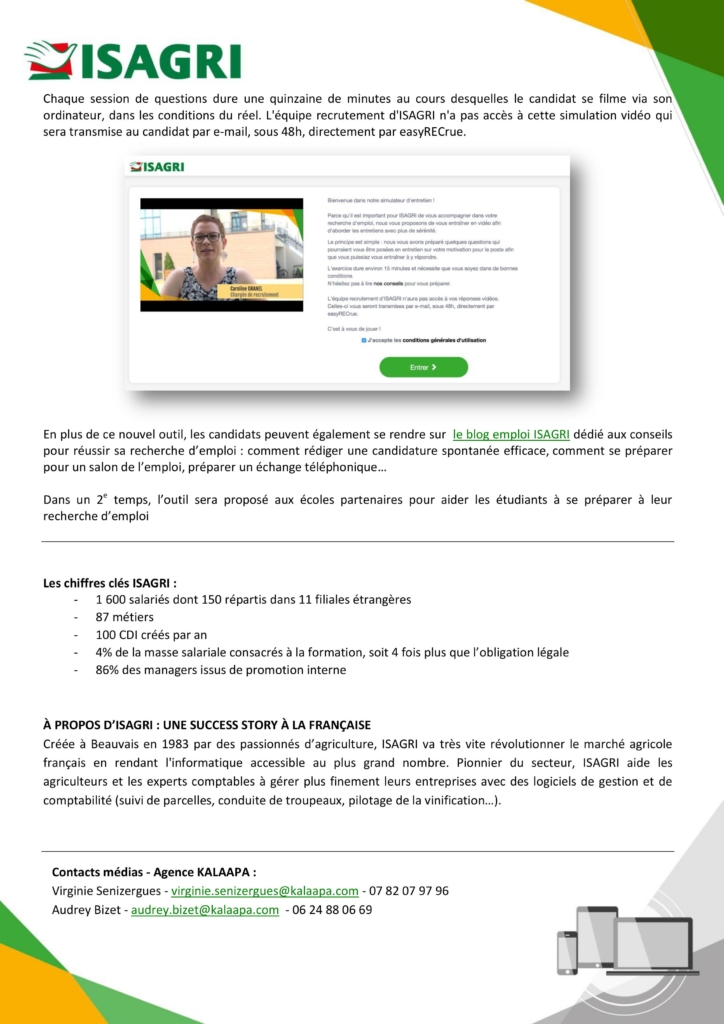 ISAGRI propose aux candidats un simulateur d’entretien vidéo | Kalaapa